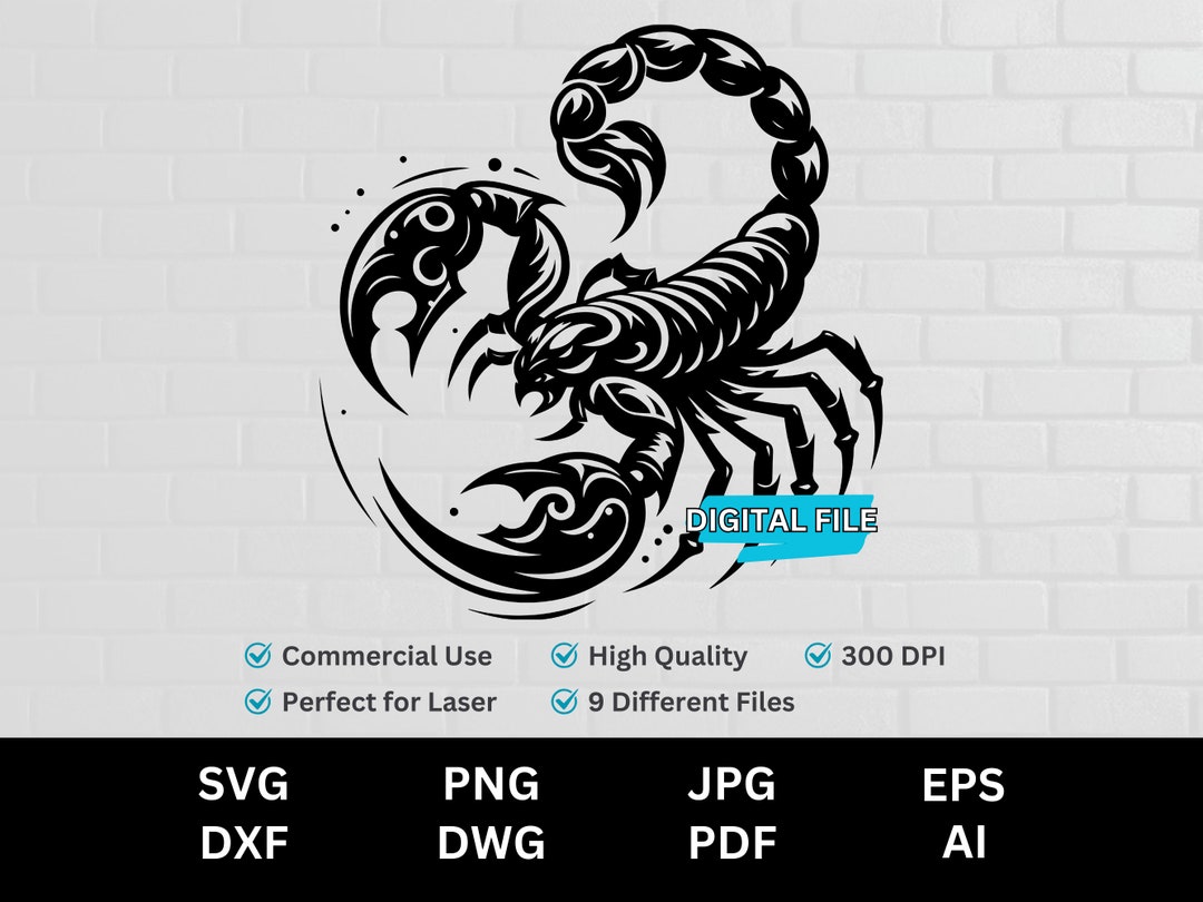 Scorpion SVG Vector Laser Engrave Dxf Dwg Cnc Webp, Scorpion PNG ...