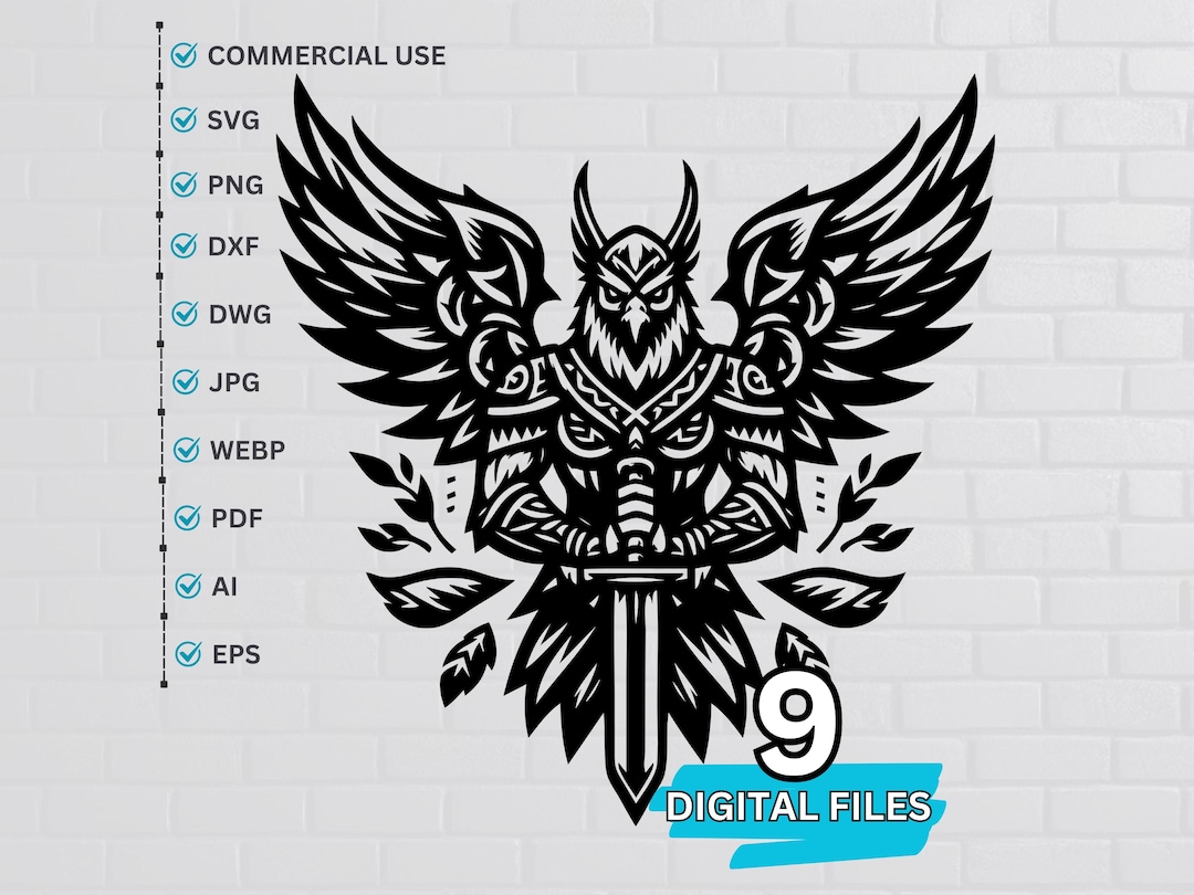 Warrior Hawk SVG Vector Laser Engrave Dxf Dwg Cnc Webp, Hawk PNG, Hawk ...