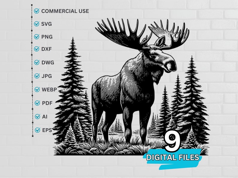 Moose Vector Art: Laser Engrave Design (digital Download) - Etsy Canada