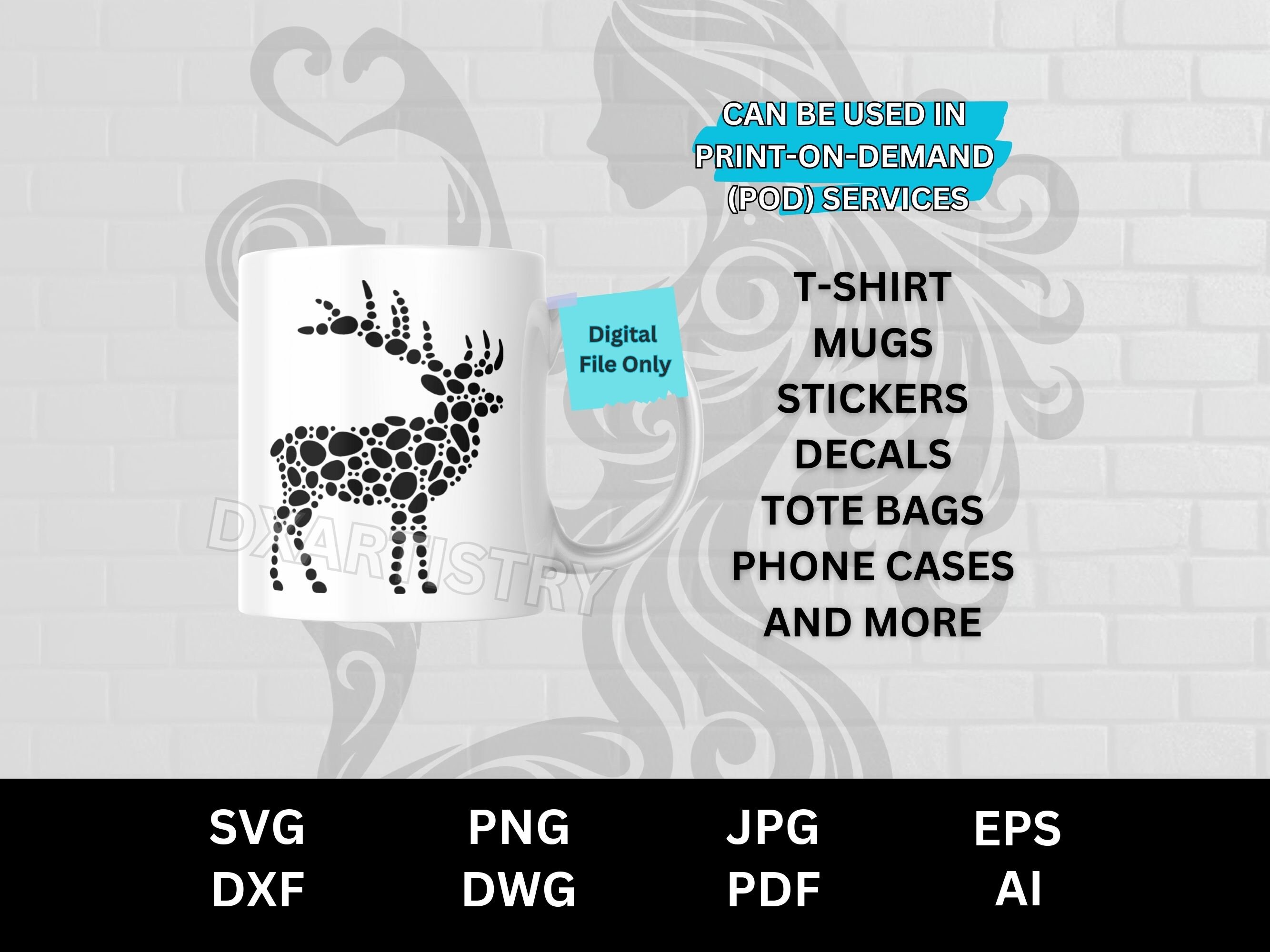 Elk SVG Vector Laser Engrave Dxf Dwg Cnc Webp, Elk PNG, Elk Clip Art ...