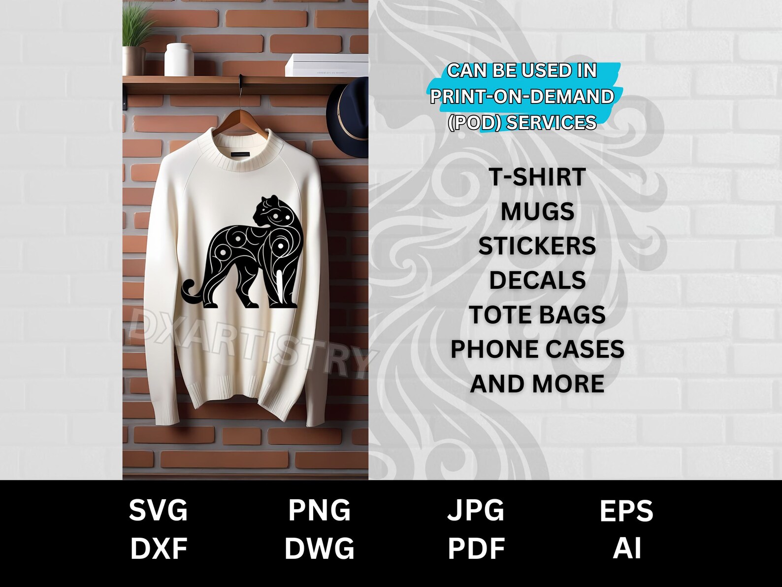 Panther SVG Laser Engrave Dxf Dwg Cnc Webp, Panther PNG, Panther Clip ...