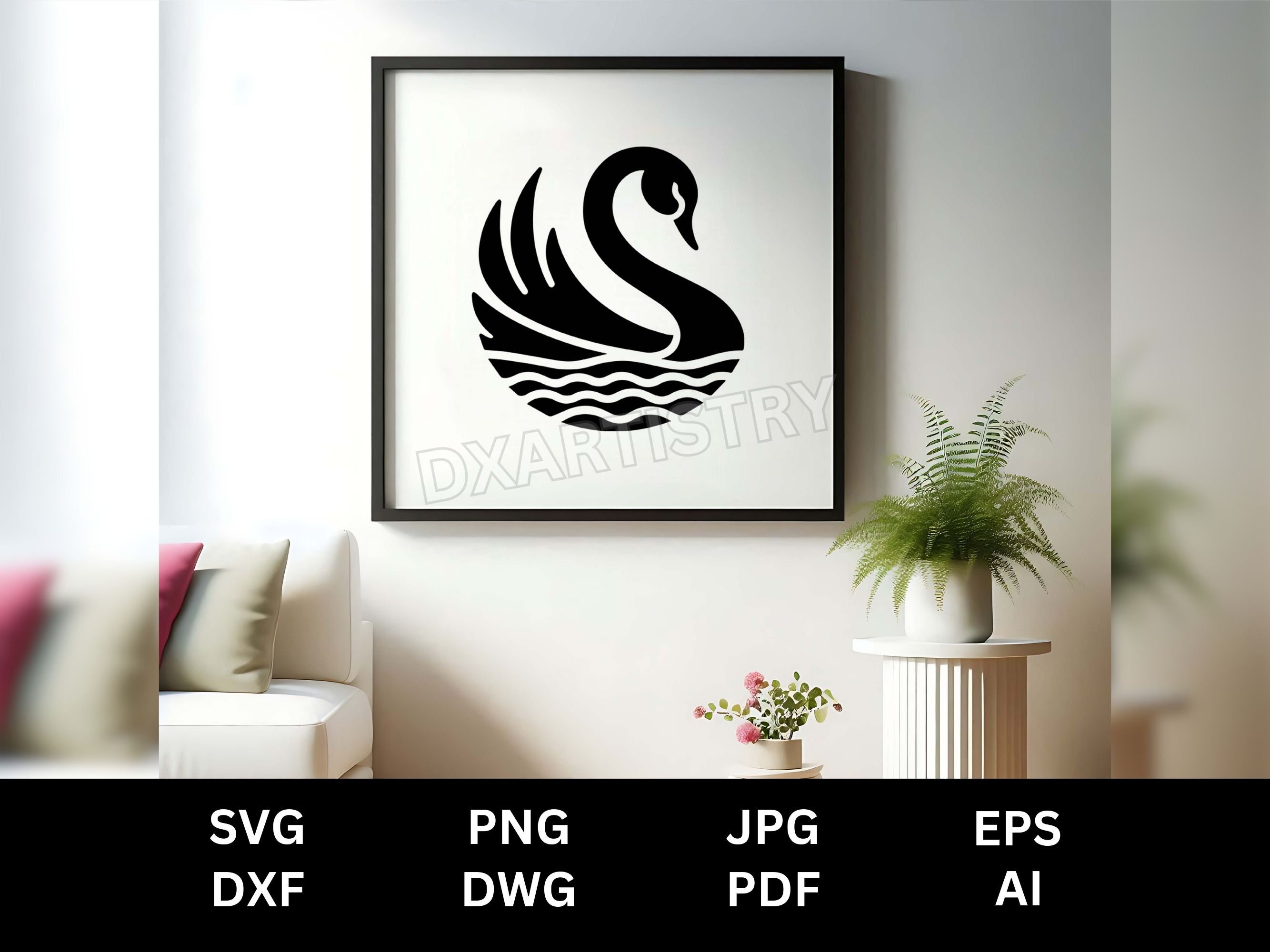 Swan SVG Vector Laser Engrave Dxf Dwg Cnc Webp, Swan PNG, Swan Clip Art ...