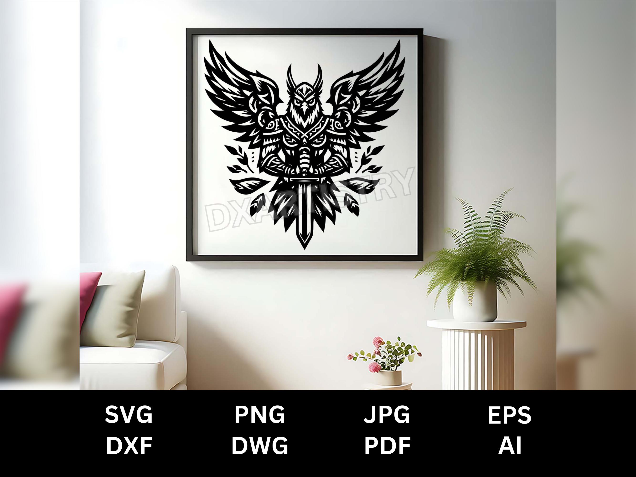 Warrior Hawk SVG Vector Laser Engrave Dxf Dwg Cnc Webp, Hawk PNG, Hawk ...