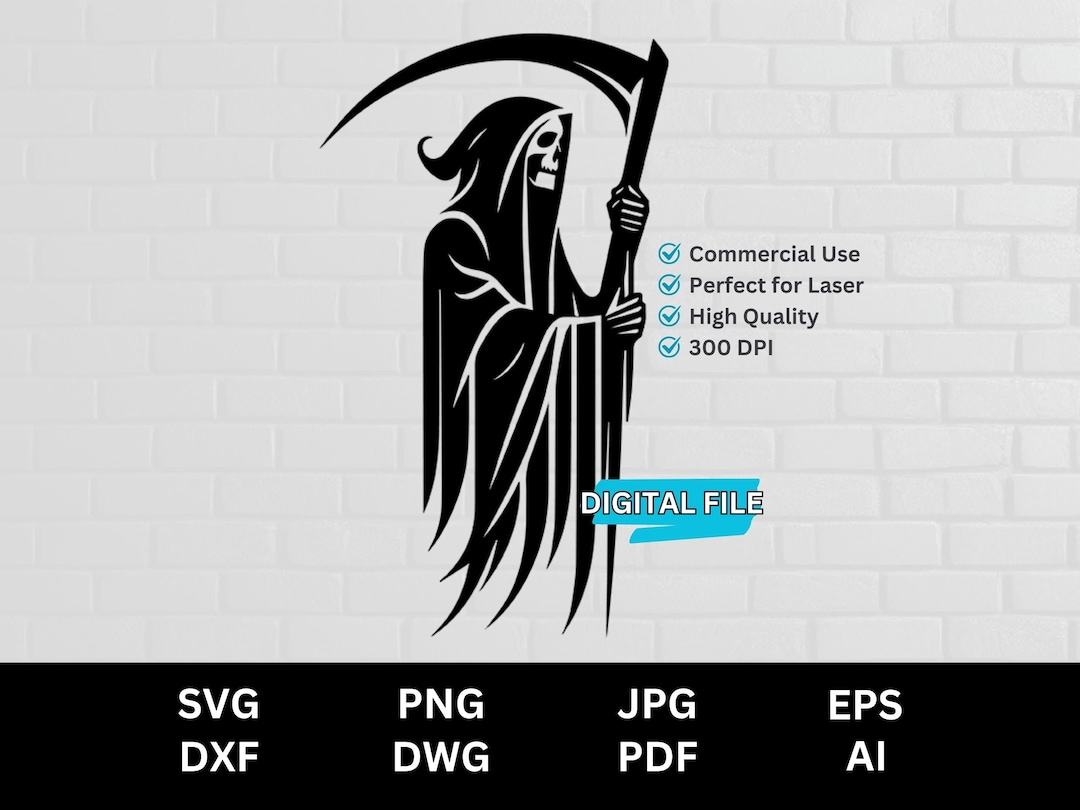 Grim Reaper SVG Vector Laser Engrave Dxf Dwg Cnc Webp, Grim Reaper PNG ...