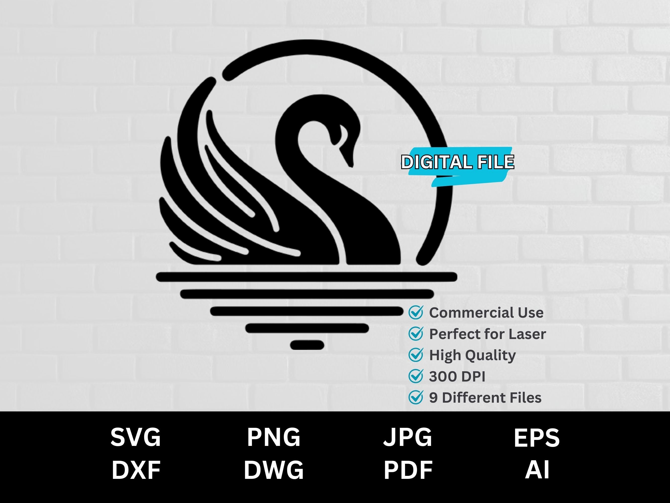Swan SVG Vector Laser Engrave Dxf Dwg Cnc Webp, Swan PNG, Swan Clip Art ...