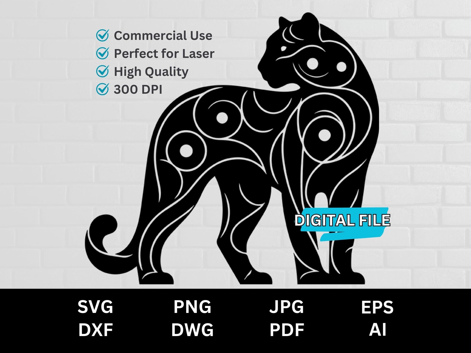 Panther SVG Laser Engrave Dxf Dwg Cnc Webp, Panther PNG, Panther Clip ...