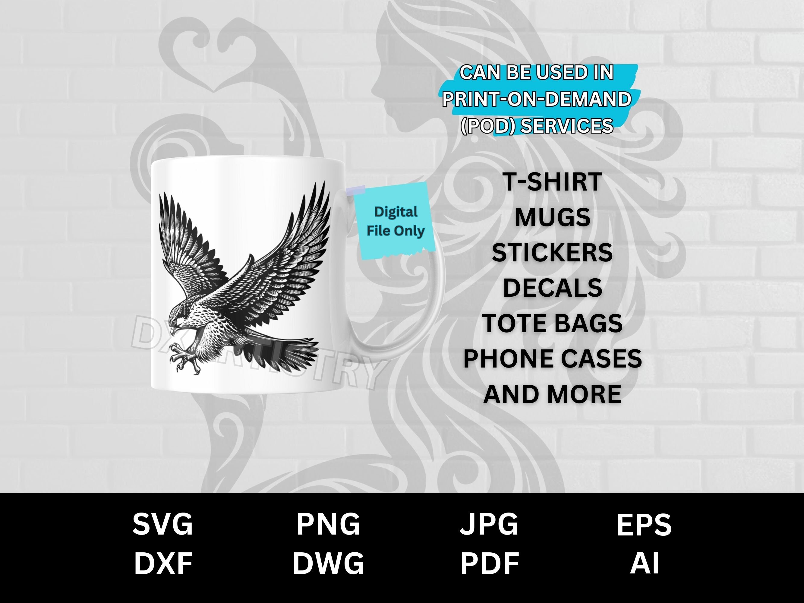 Falcon SVG Vector Laser Engrave Dxf Dwg Cnc Webp, Falcon PNG, Falcon ...