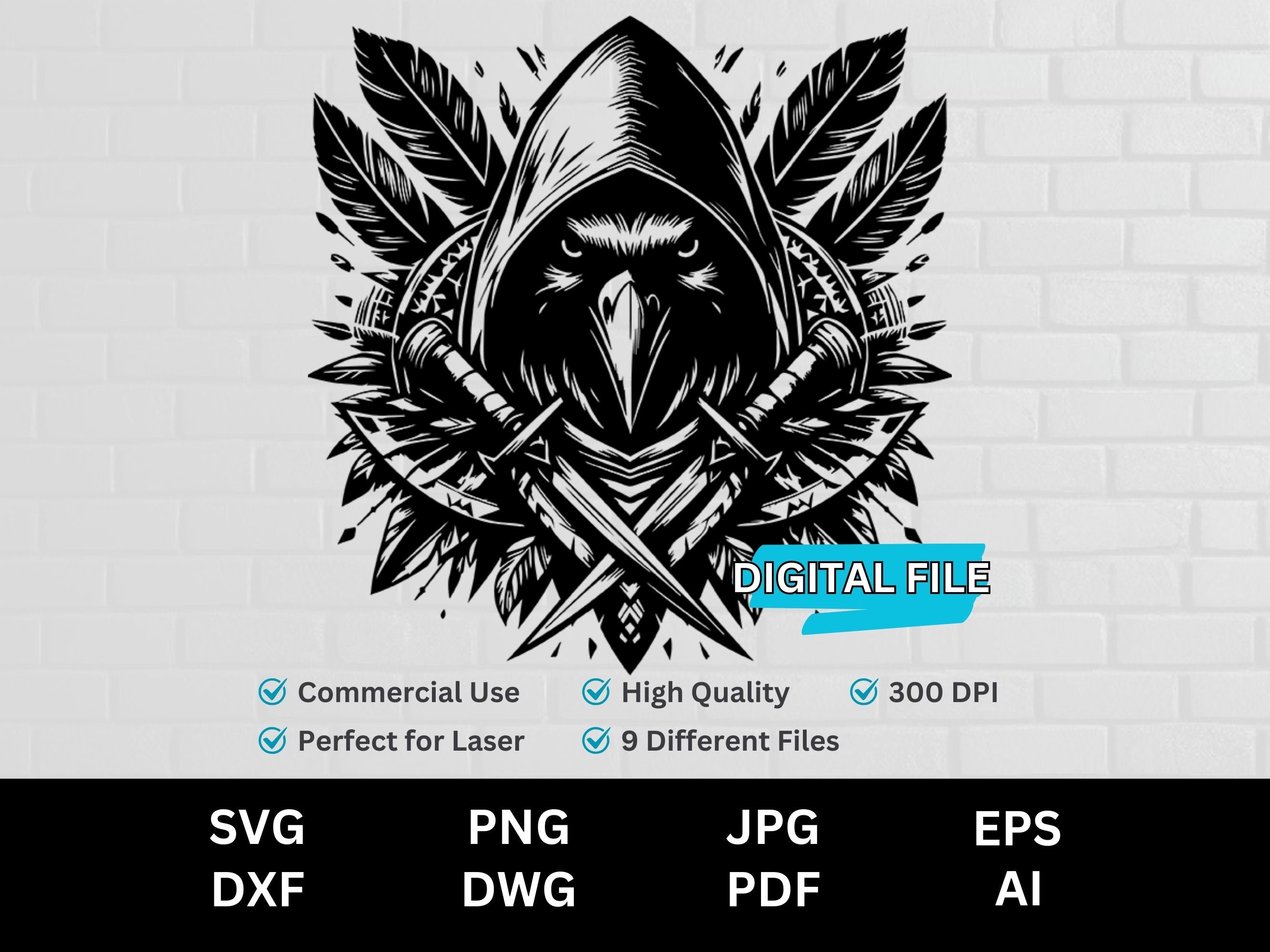 Raven SVG Vector Laser Engrave Dxf Dwg Cnc Webp, Raven PNG, Raven Clip ...