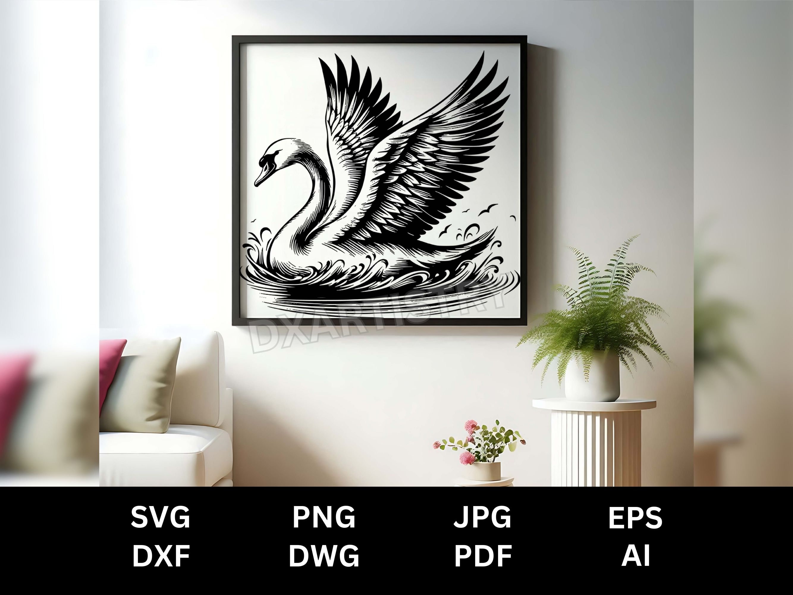 Swan SVG Vector Laser Engrave Dxf Dwg Cnc Webp, Swan PNG, Swan Clip Art ...