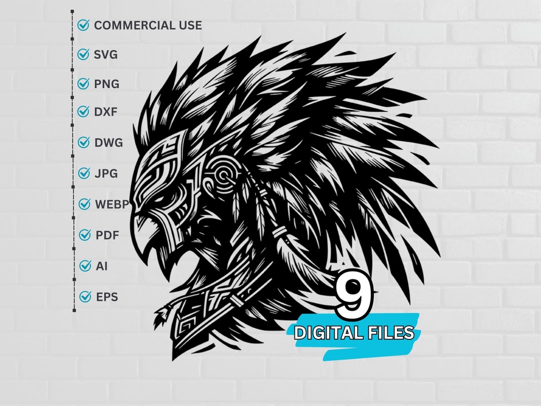 Warrior Raven SVG Vector Laser Engrave Dxf Dwg Cnc Webp, Raven PNG ...
