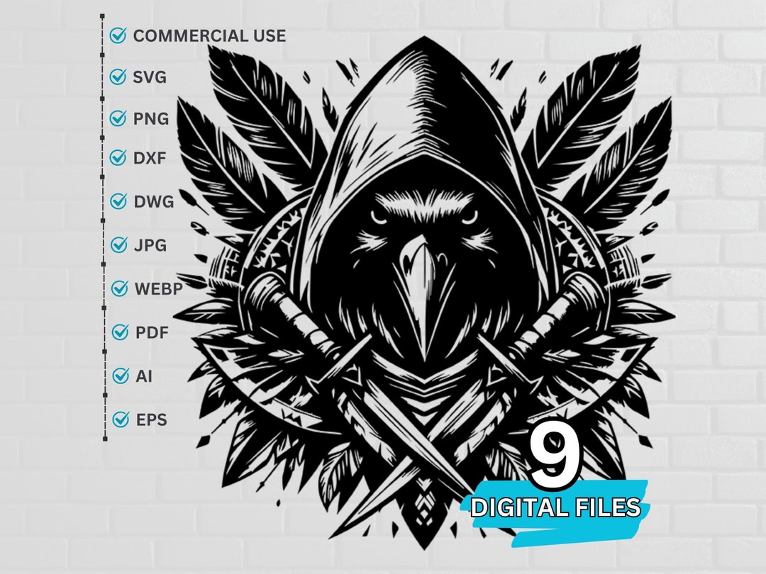Raven SVG Vector Laser Engrave Dxf Dwg Cnc Webp, Raven PNG, Raven Clip ...