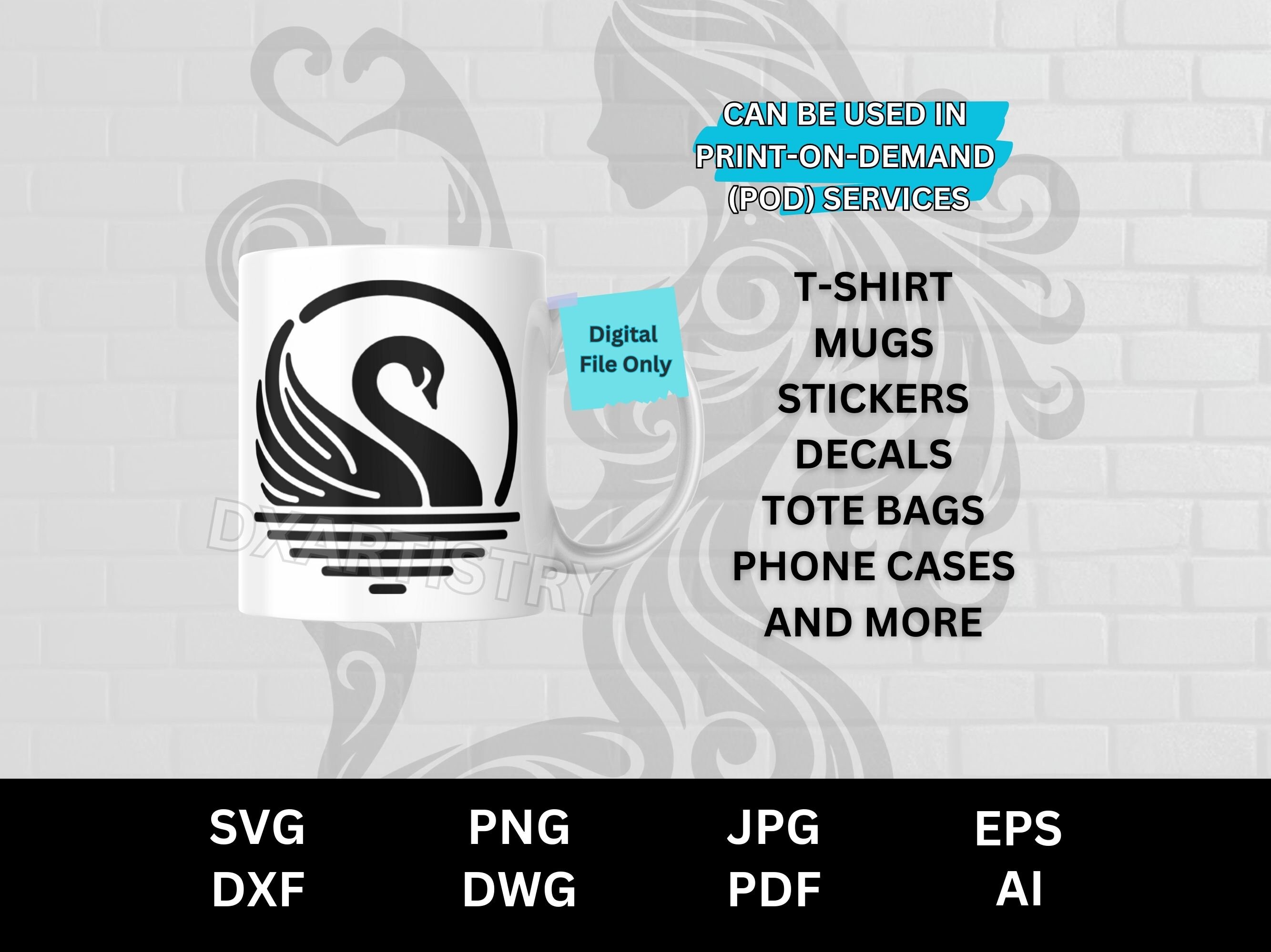 Swan SVG Vector Laser Engrave Dxf Dwg Cnc Webp, Swan PNG, Swan Clip Art ...