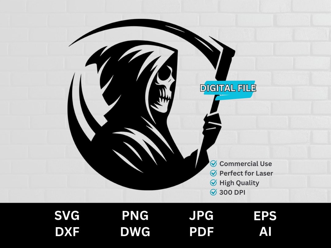 Grim Reaper SVG Vector Laser Engrave Dxf Dwg Cnc Webp, Grim Reaper PNG ...