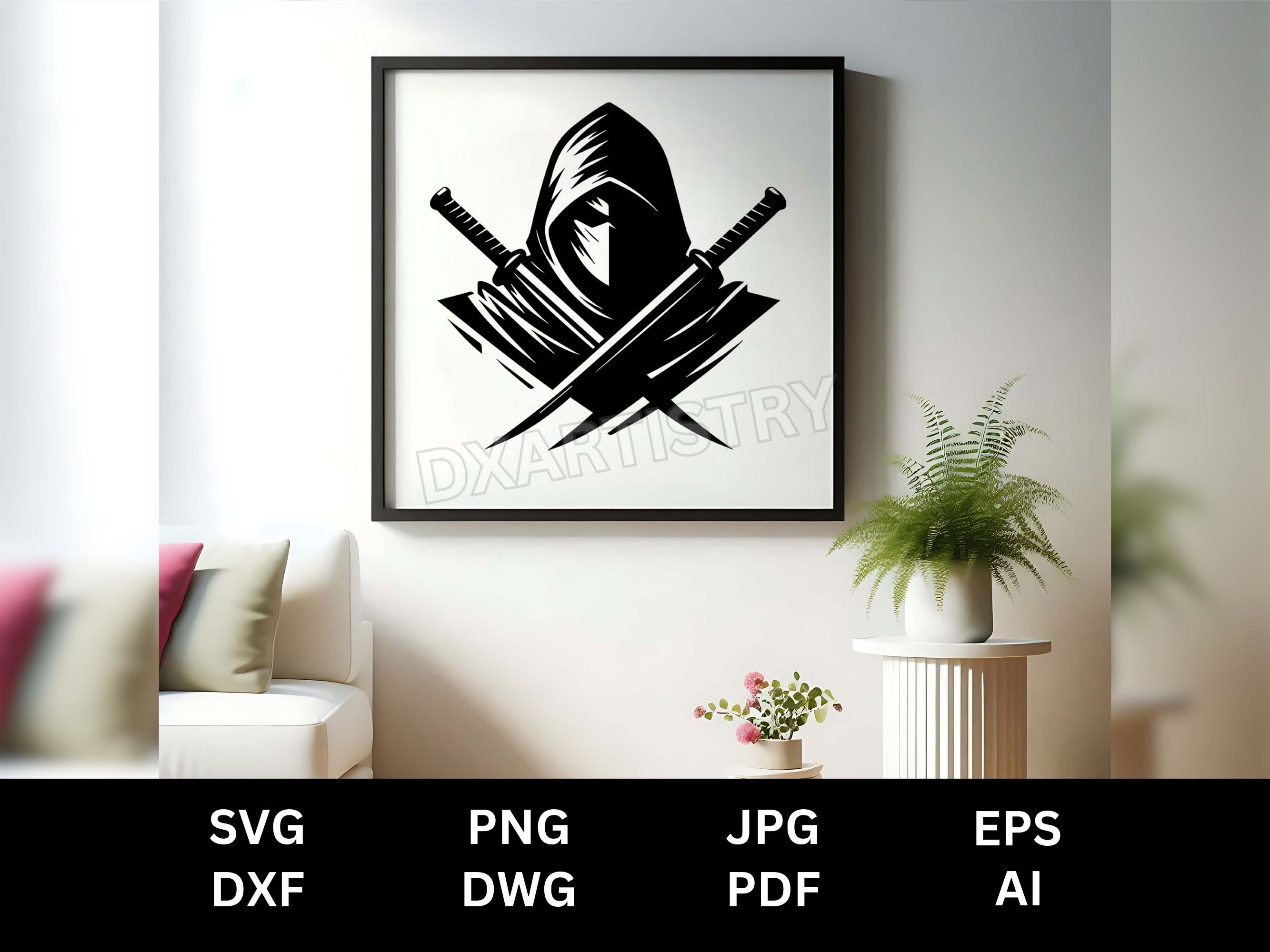 Ninja SVG Vector Laser Engrave Dxf Dwg Cnc Webp, Ninja PNG, Ninja Clip ...