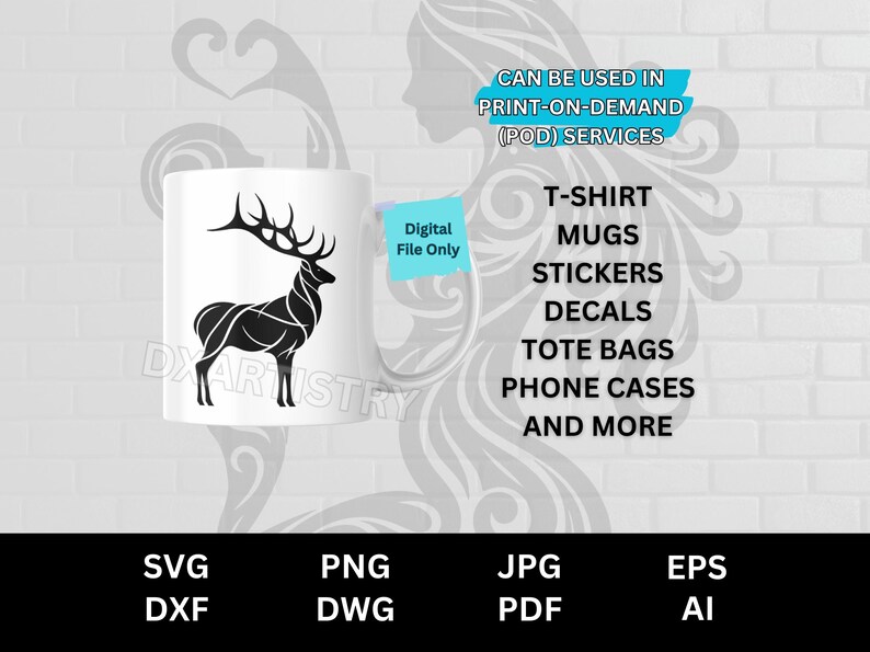 Elk SVG Vector Laser Engrave Dxf Dwg Cnc Webp, Elk PNG, Elk Clip Art ...