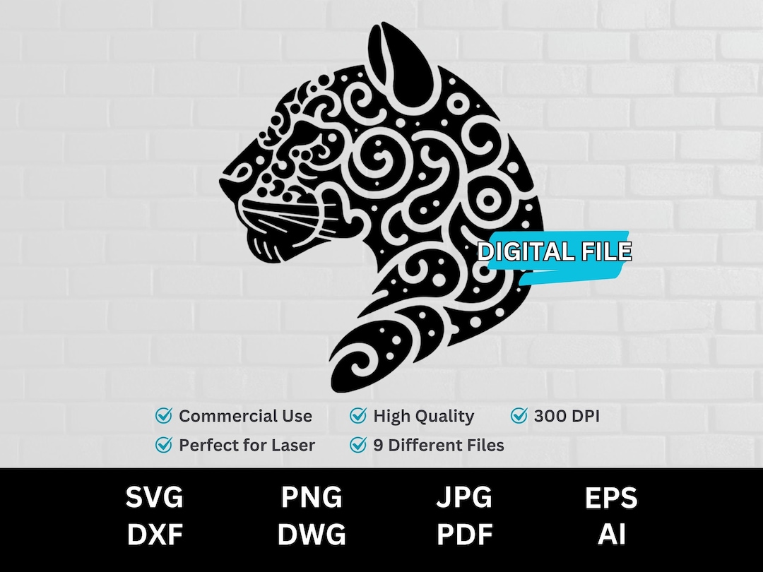 Leopard SVG Vector Laser Engrave Dxf Dwg Cnc Webp, Leopard PNG, Leopard ...