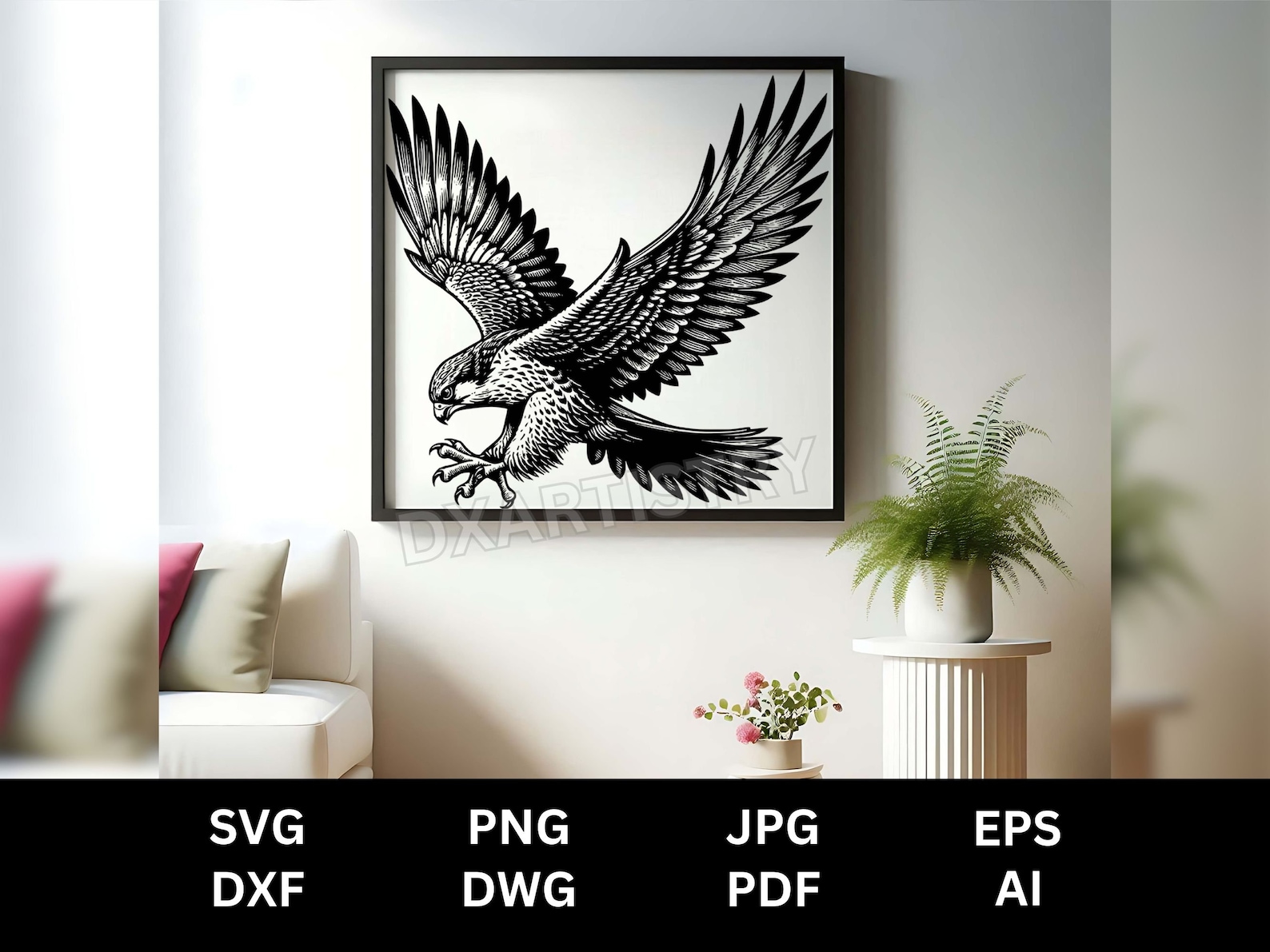 Falcon SVG Vector Laser Engrave Dxf Dwg Cnc Webp, Falcon PNG, Falcon ...