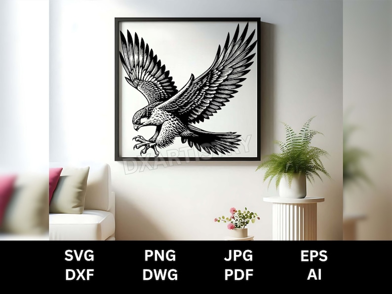 Falcon SVG Vector Laser Engrave Dxf Dwg Cnc Webp, Falcon PNG, Falcon ...