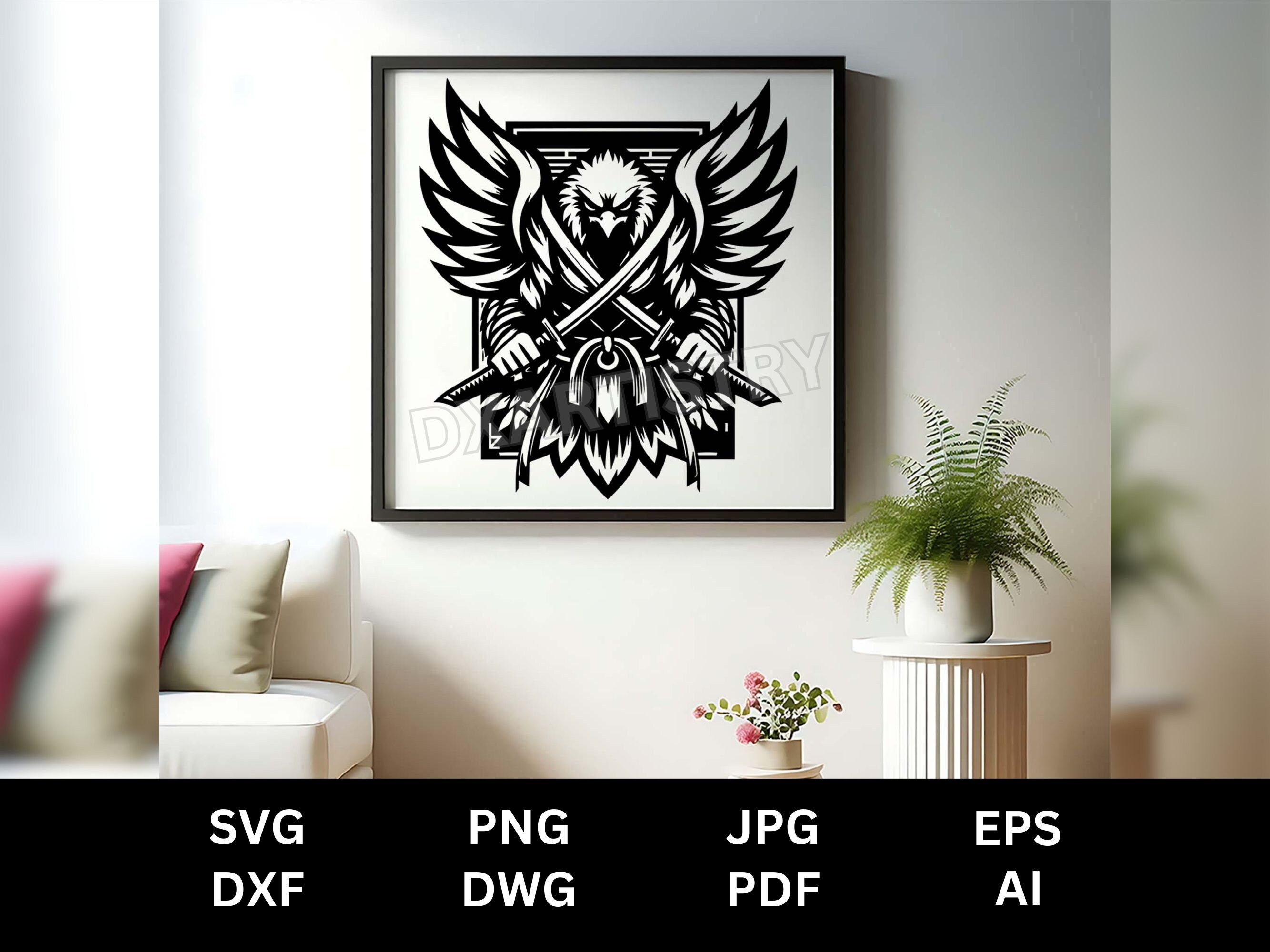 Warrior Hawk SVG Vector Laser Engrave Dxf Dwg Cnc Webp, Hawk PNG, Hawk ...