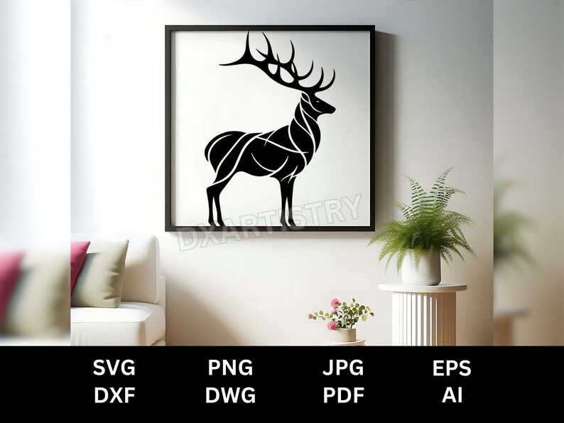 Elk SVG Vector Laser Engrave Dxf Dwg Cnc Webp, Elk PNG, Elk Clip Art ...
