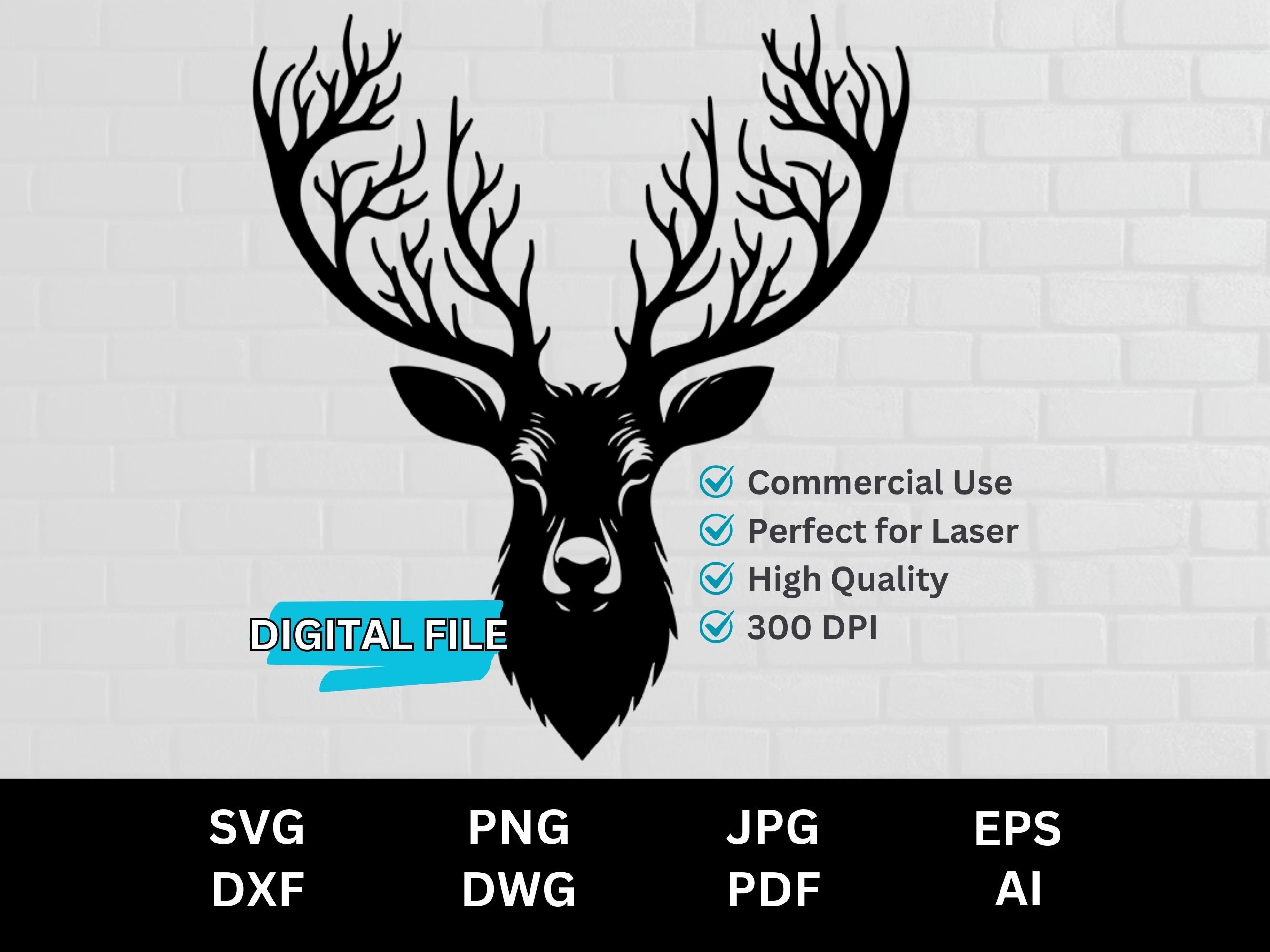 Elk SVG Vector Laser Engrave Dxf Dwg Cnc Webp, Elk PNG, Elk Clip Art ...