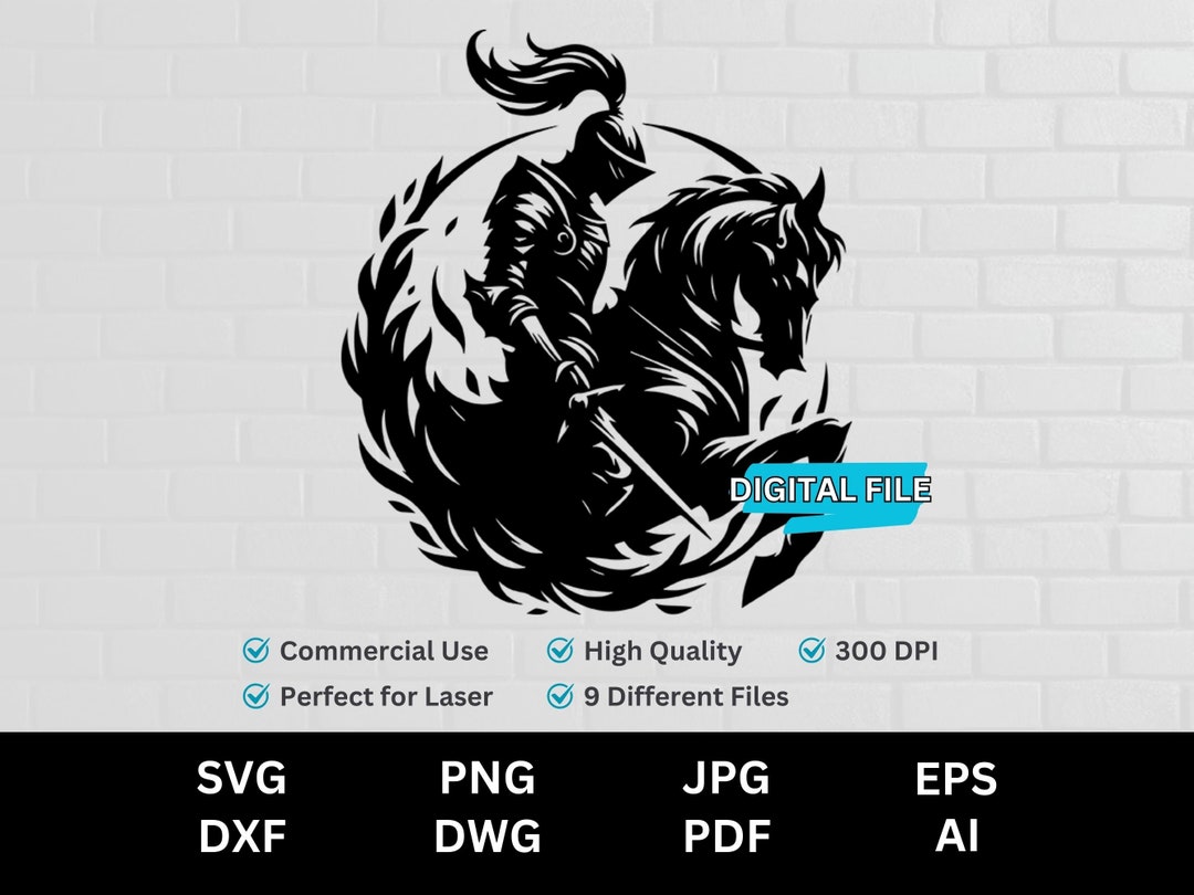 Knight SVG Laser Engrave Dxf Dwg Cnc Webp, Knight PNG, Knight Clip Art ...