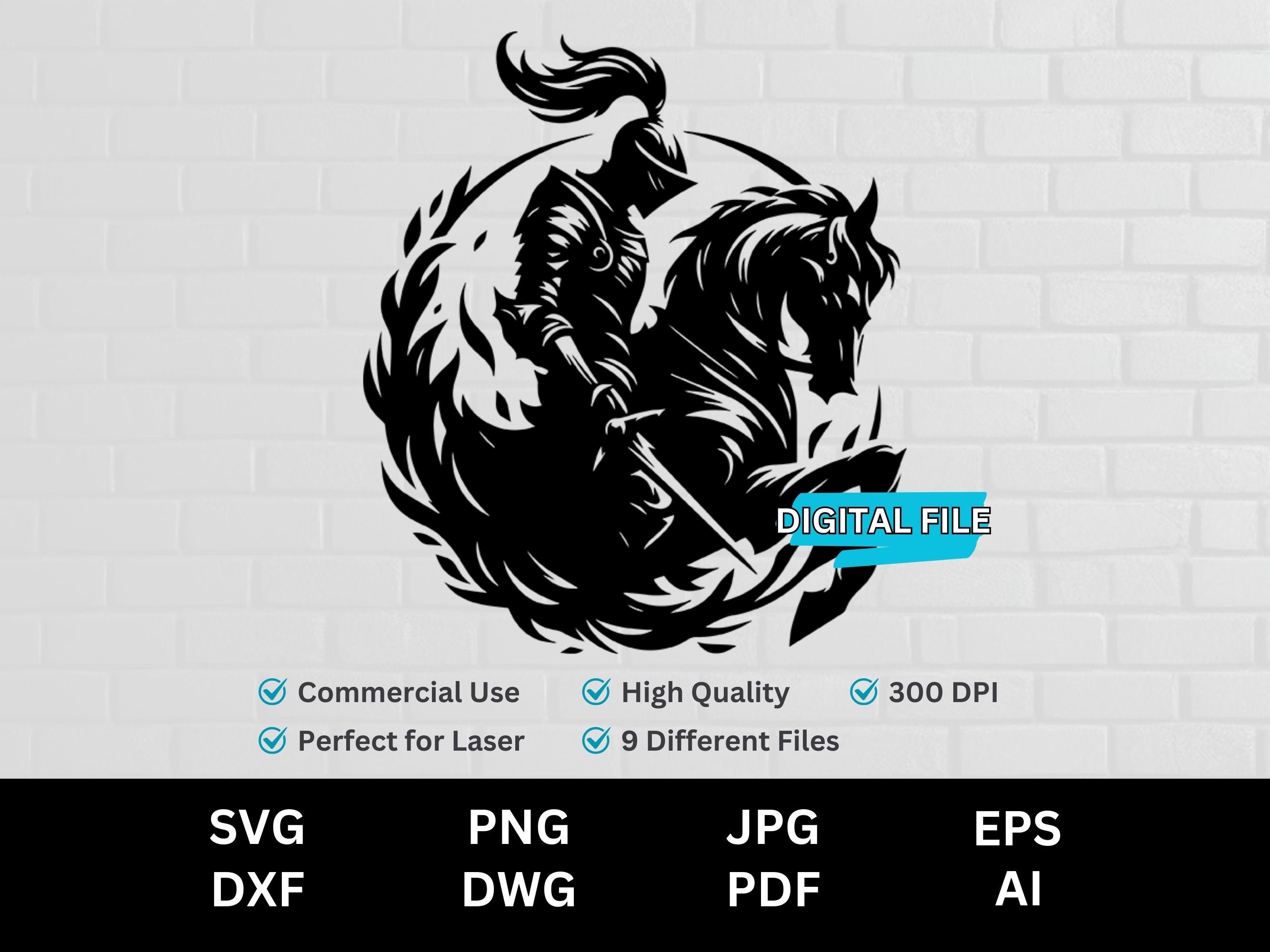 Knight SVG Laser Engrave Dxf Dwg Cnc Webp, Knight PNG, Knight Clip Art ...