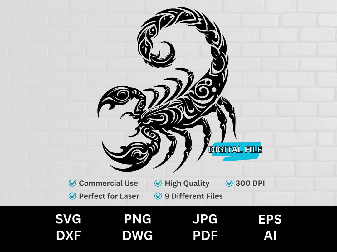 Scorpion SVG Vector Laser Engrave Dxf Dwg Cnc Webp, Scorpion PNG ...