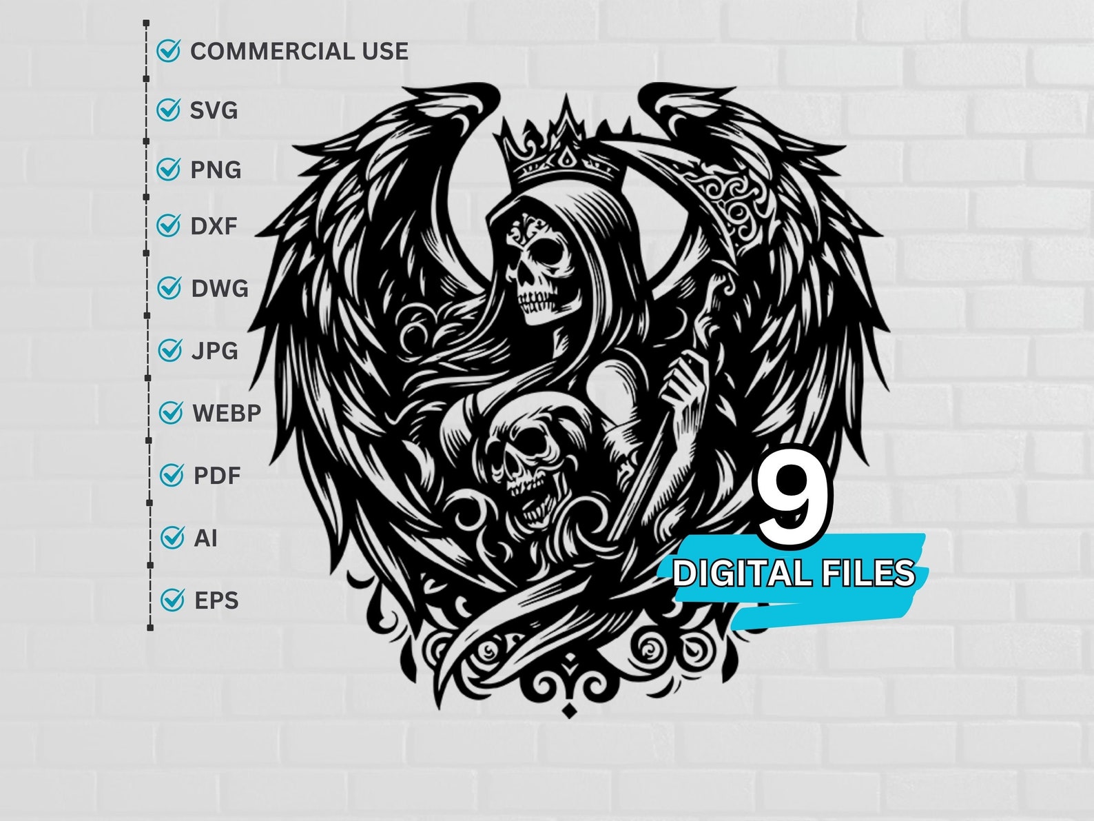 Queen Grim Svg Vector Png, Jpg, CMYK, Webp, DWF, DXF, Ai, Tif, Pdf for ...