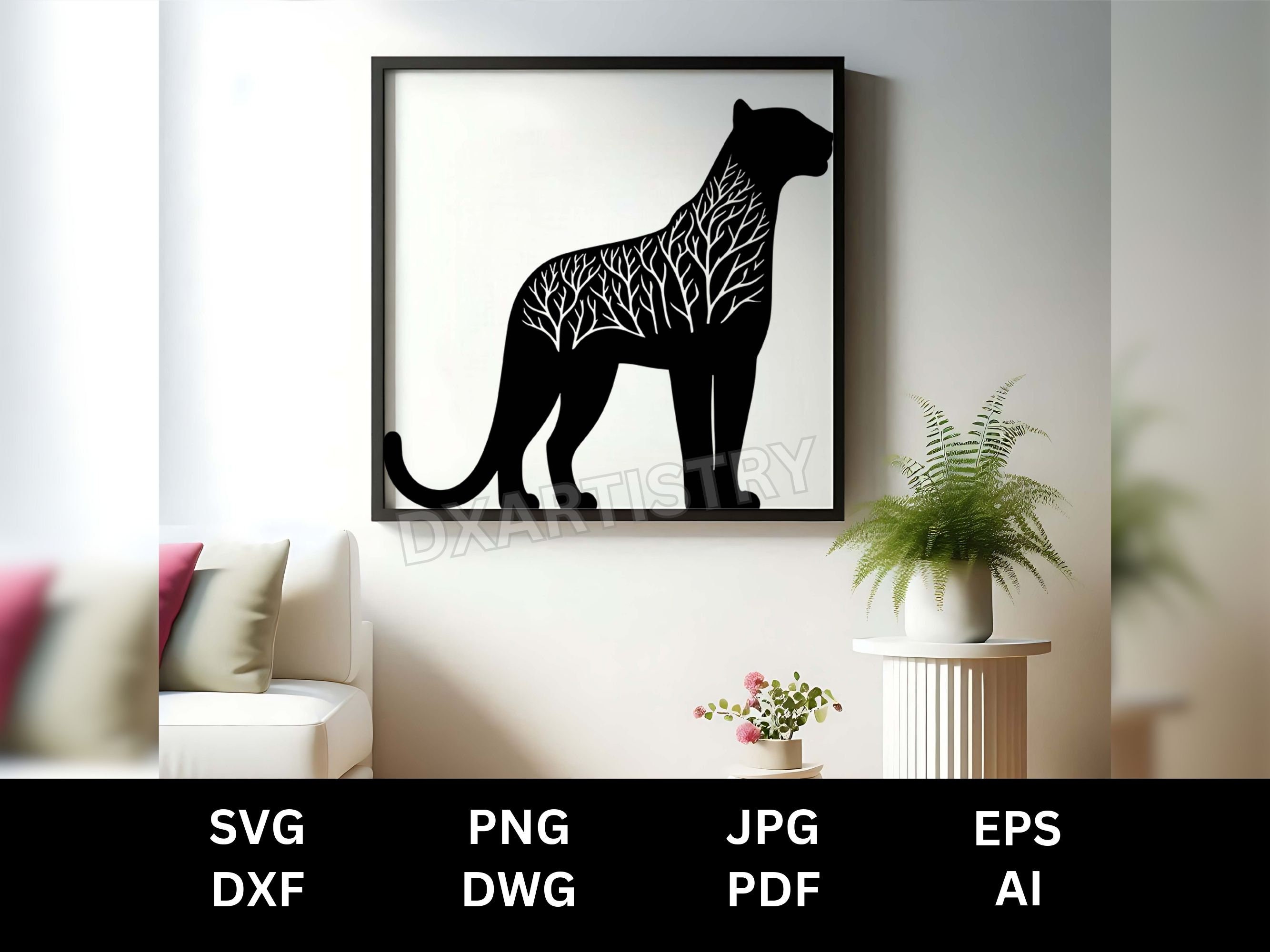 Pantera SVG grabado láser dxf dwg cnc webp, Pantera PNG, Imágenes ...