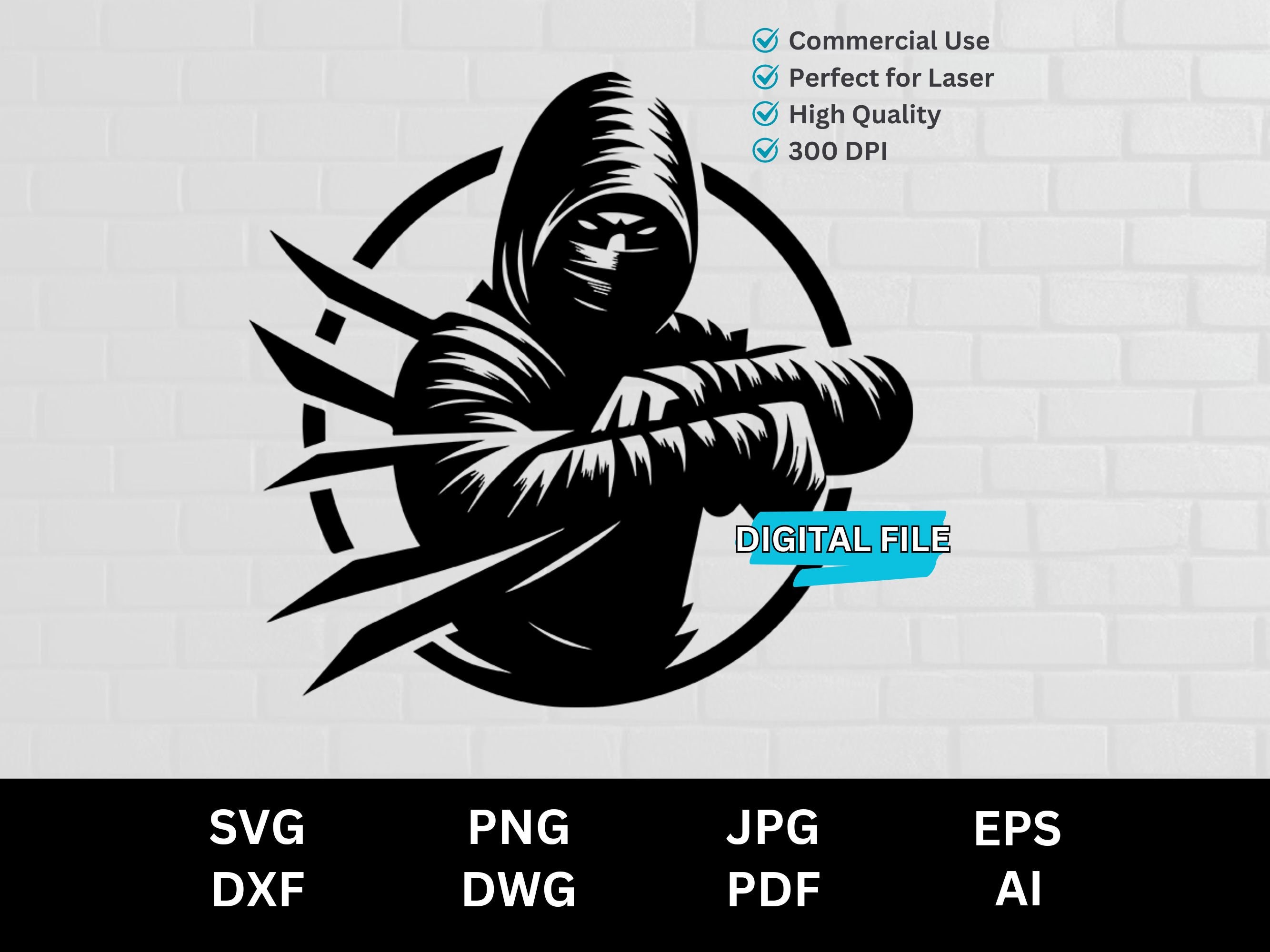 Ninja SVG Vector Laser Engrave Dxf Dwg Cnc Webp, Ninja PNG, Ninja Clip ...