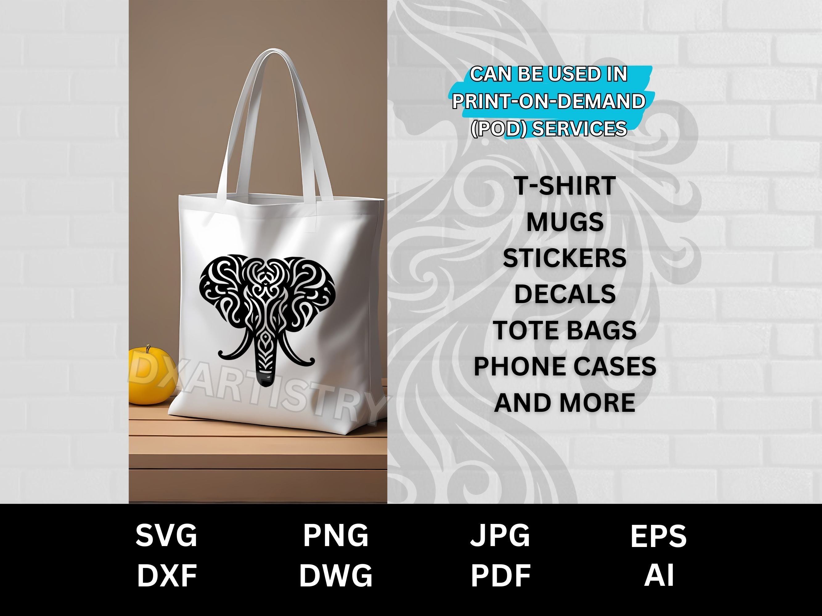 Elephant SVG Vector Laser Engrave Dxf Dwg Cnc Webp, Elephant PNG ...