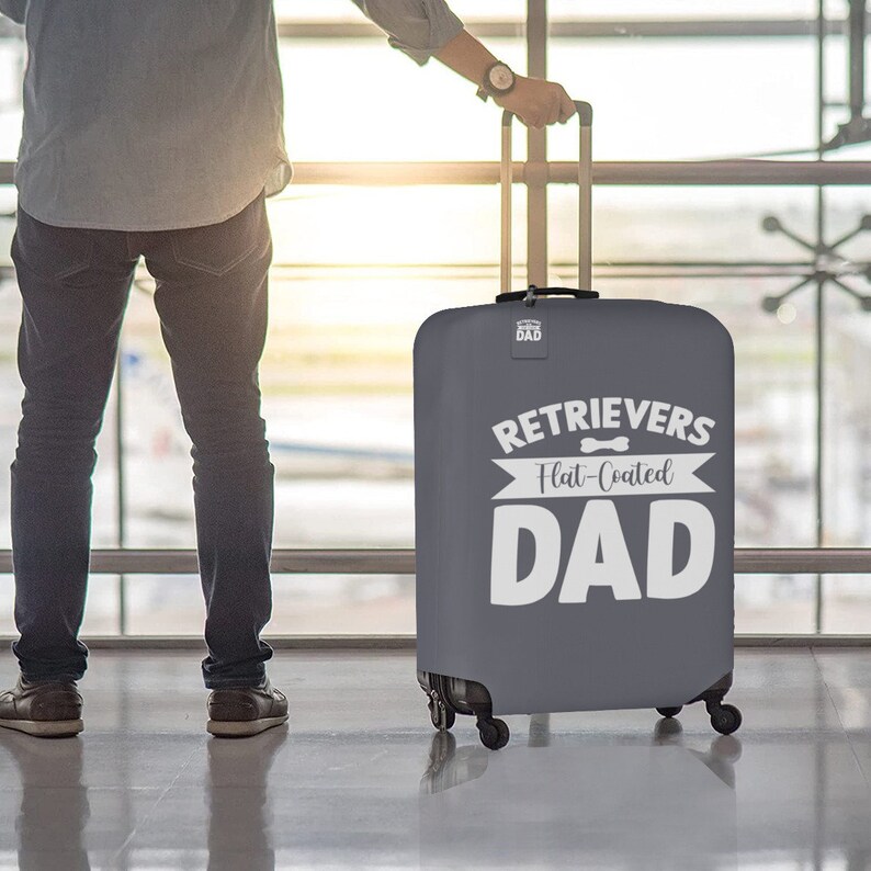 Flatcoated Retriever Dad Suitcase Cover and Tags Set, Fathers Day Gift ...