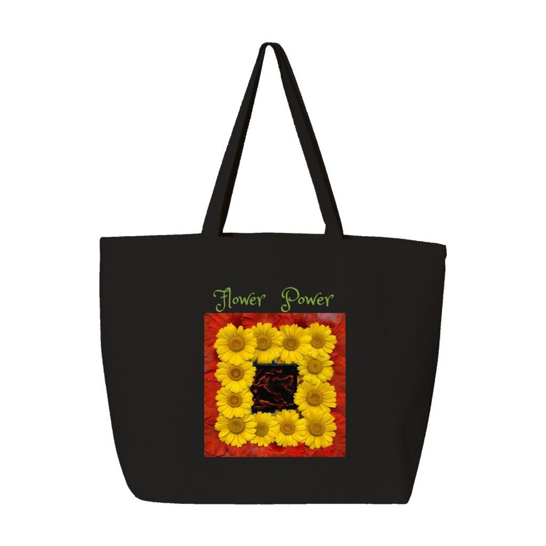 Jumbo Tote Flower Power, Plant Lowers, Cheerful Big Shopping Bag ...
