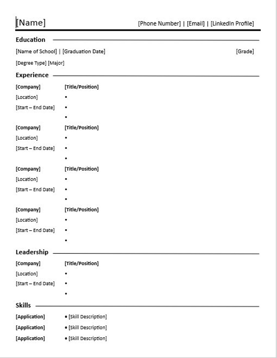 Student/professional Resume Template - Etsy