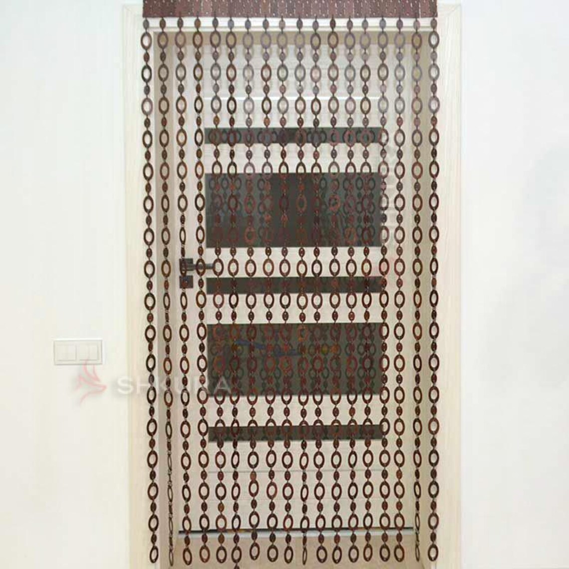 Wooden Door Curtains “sapphire” - Dark Beech Wood Beaded Curtains for ...