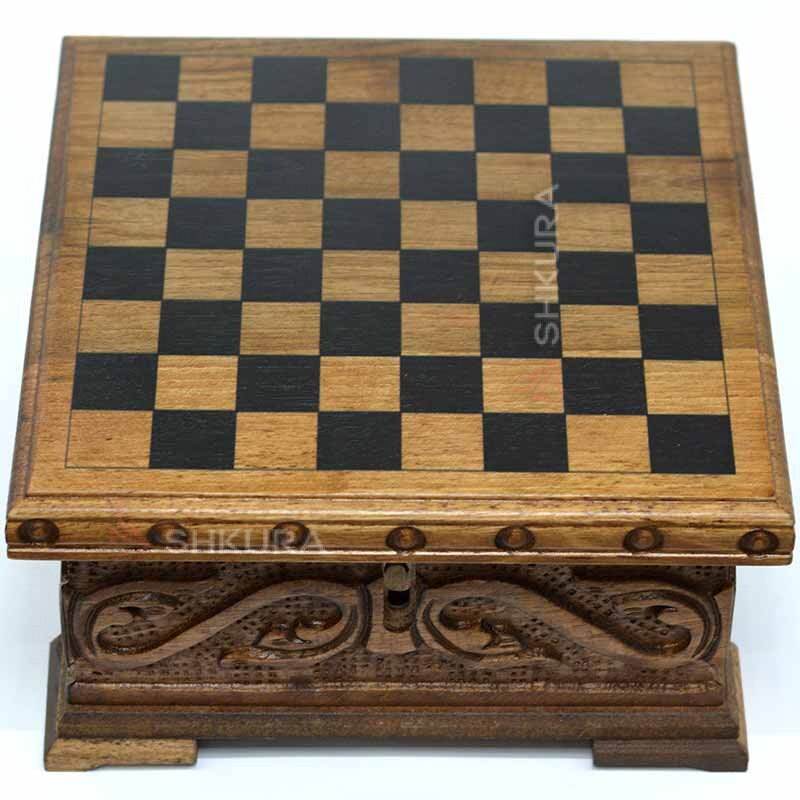 Chess Set "secret" - 24x24 Cm Board, Walnut Wood, Hidden Compartment ...