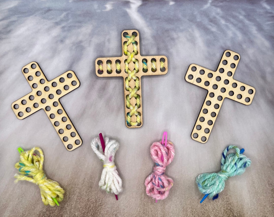 Cross Craft Kit - Wooden Yarn Weaving/ Lacing Toy for Kids. Perfect for ...