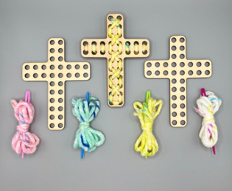 Cross Craft Kit - Wooden Yarn Weaving/ Lacing Toy for Kids. Perfect for ...