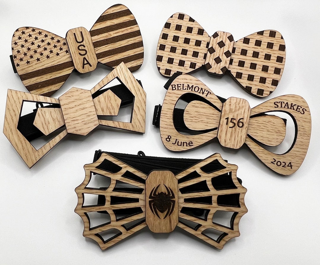 Custom Wood Bow Tie. Laser Engraved Pattern, Logo, Cutout, or Text of ...