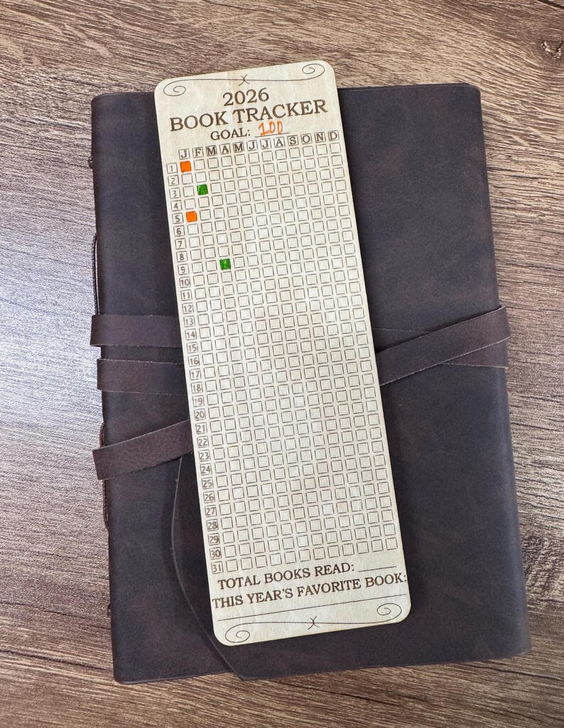 2026 Book Tracker Bookmark • Laser Engraved Reading Goal Tracker ...