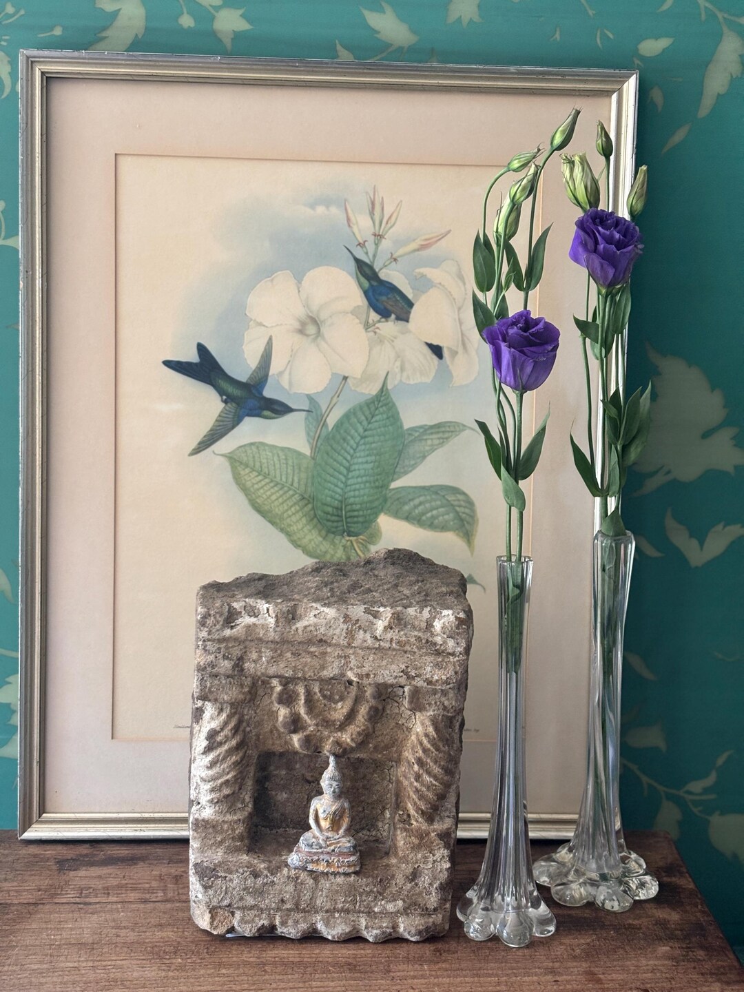 Two Tall Snowflake Bud Vase by Dalian Glass Co - Etsy