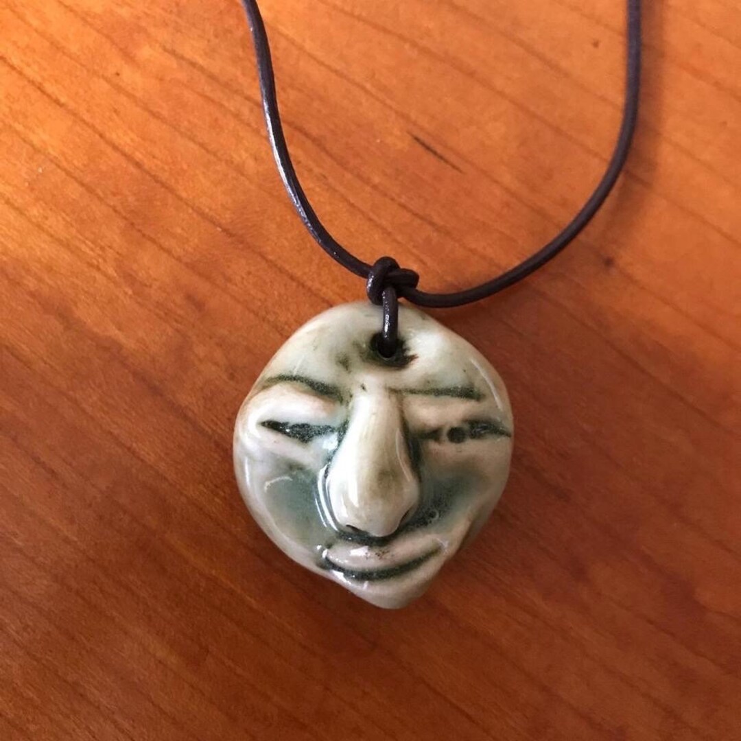 Ceramic Face Pendent Necklace - Etsy
