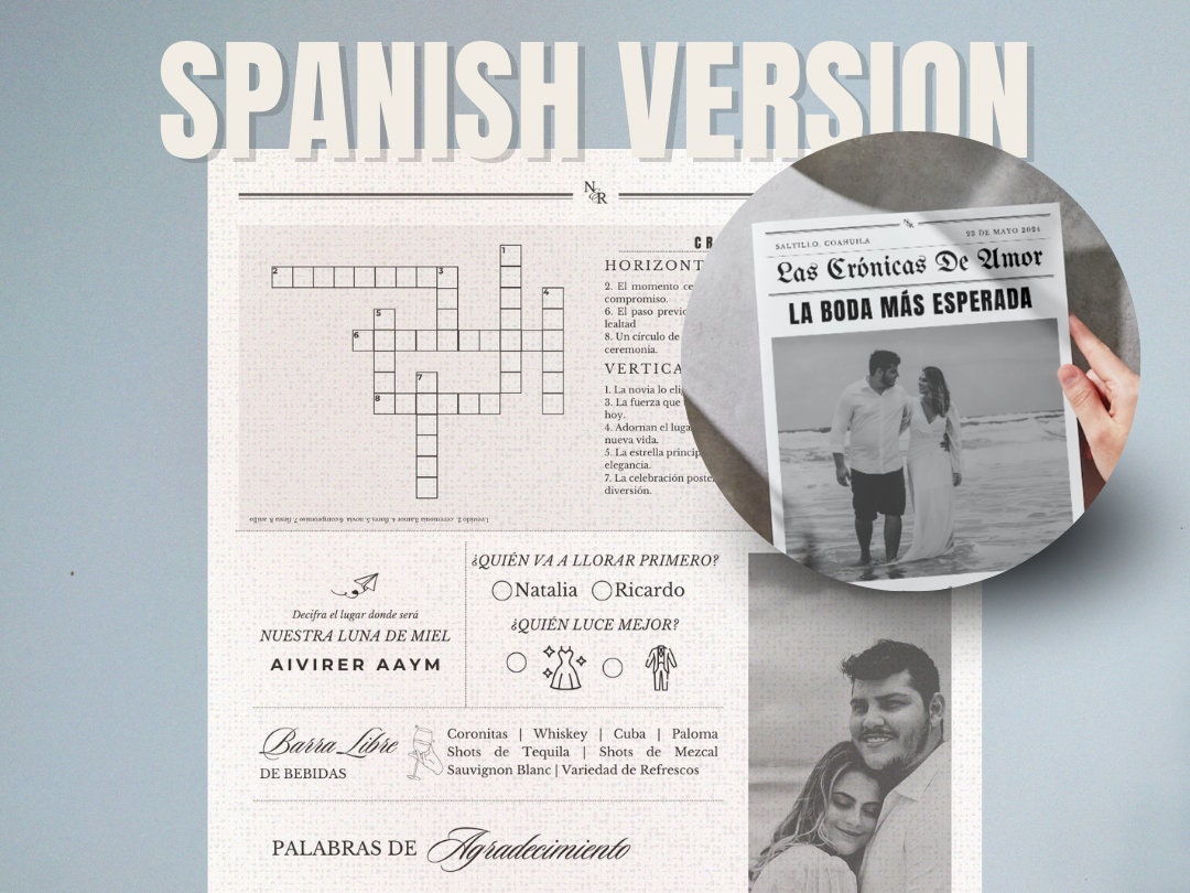 Spanish Editable Wedding Newspaper Template on Canva Digital Download ...