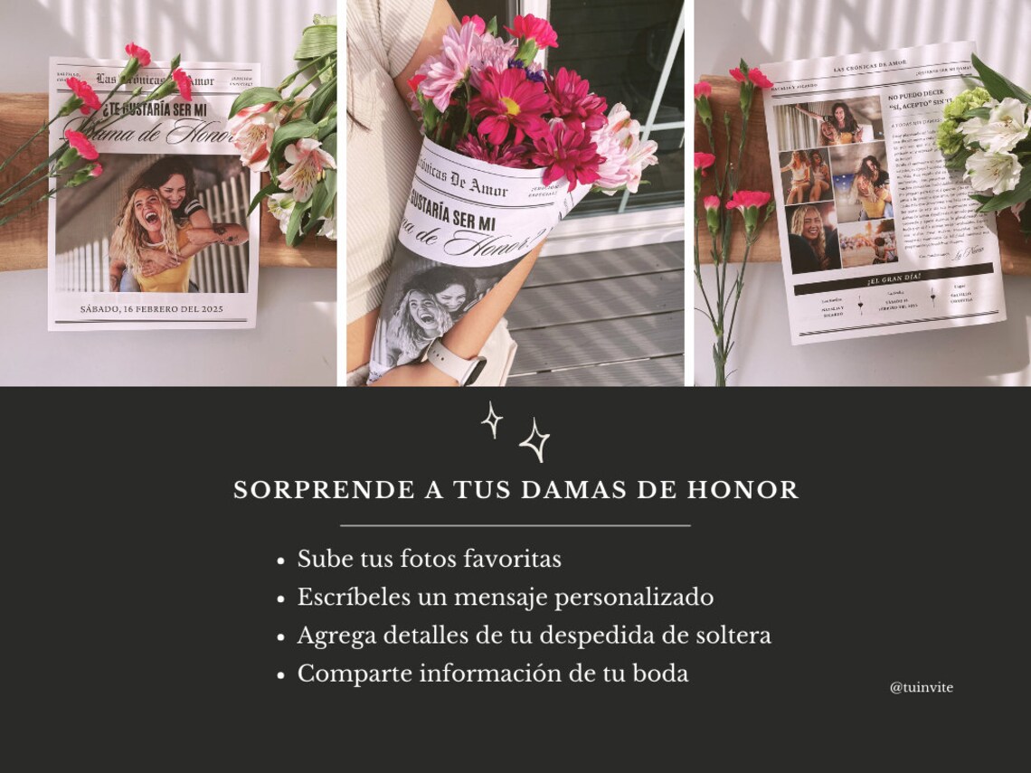 Spanish Bridesmaid Proposal Newspaper, Flower Bouquet Wrap (DIY ...