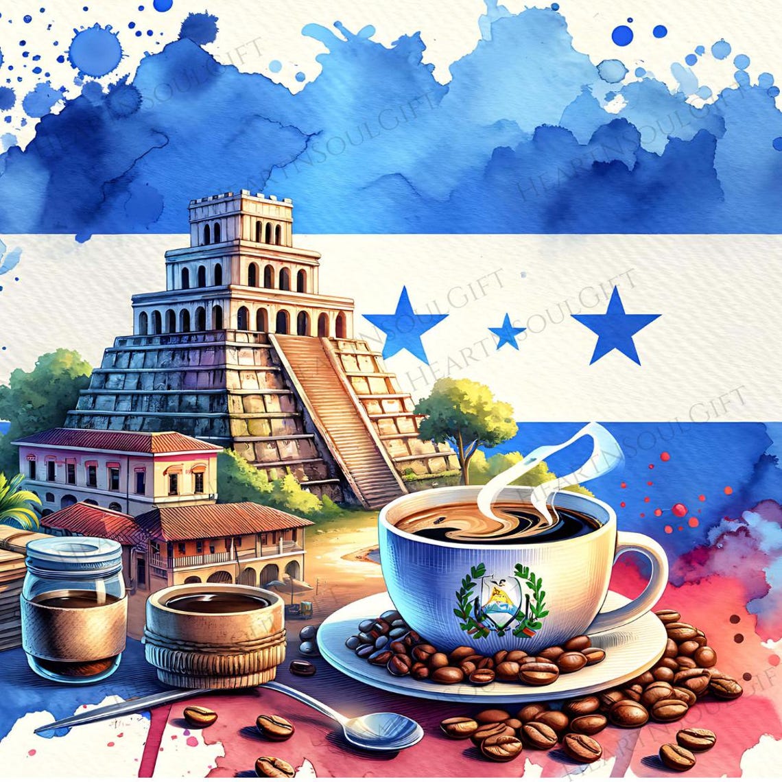 Honduras Tumbler Wrap: Tropical Coffee Design (PNG Digital Download) - Etsy