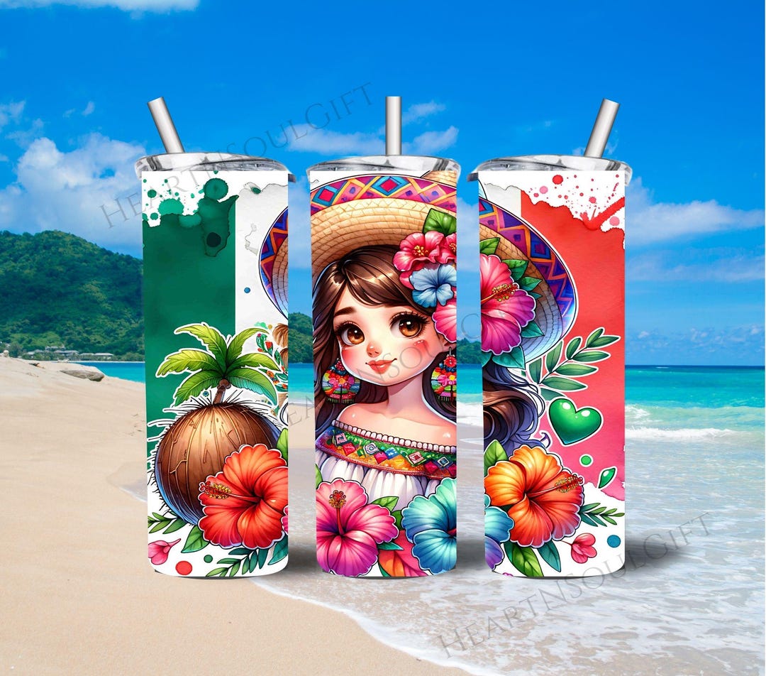 Mexican Girl Tumbler Wrap 20oz, MX PNG, Digital Sublimation Png ...
