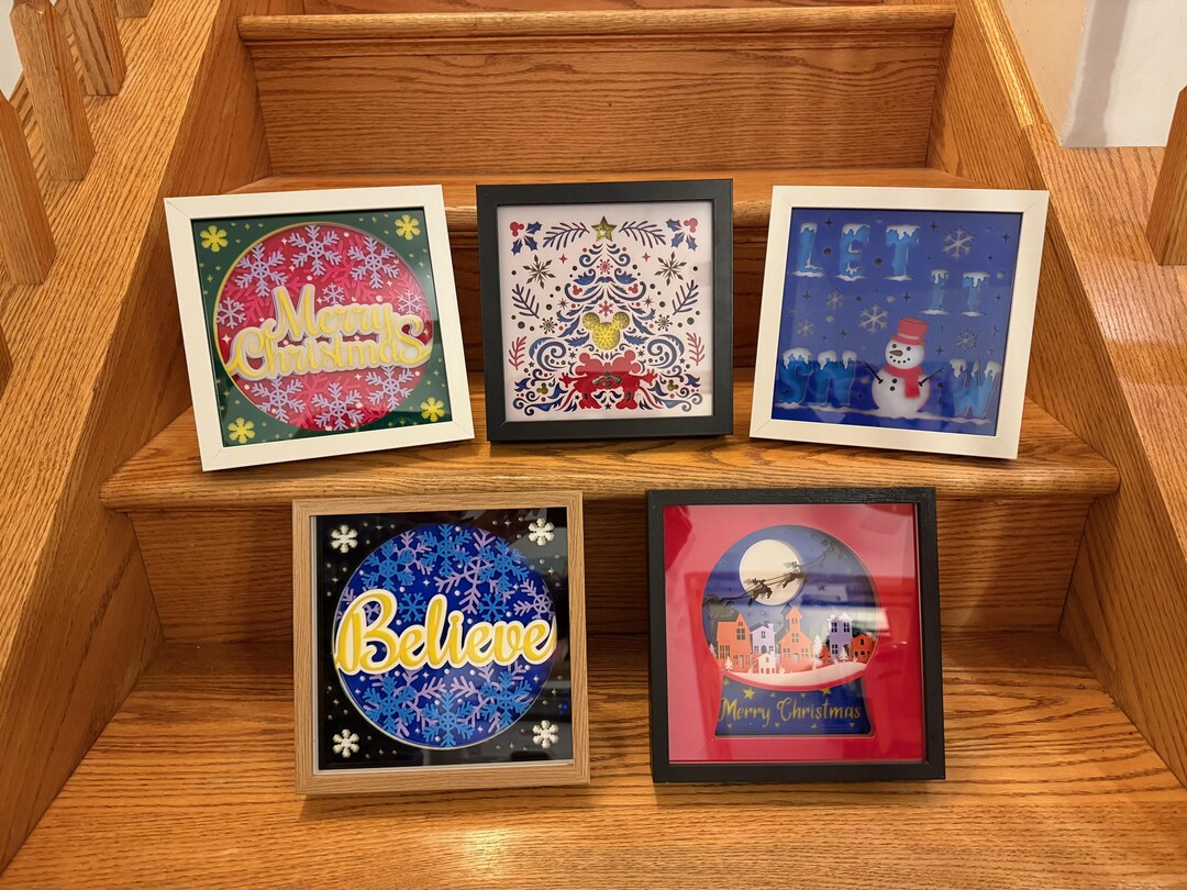 Layered Acrylic 3D Holiday Shadow Boxes | 8x8 Christmas Décor | 5 ...