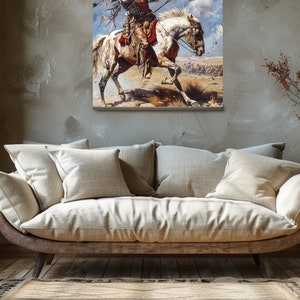 Comanche Warrior on Horse With Rifle Warrior King Native American ...