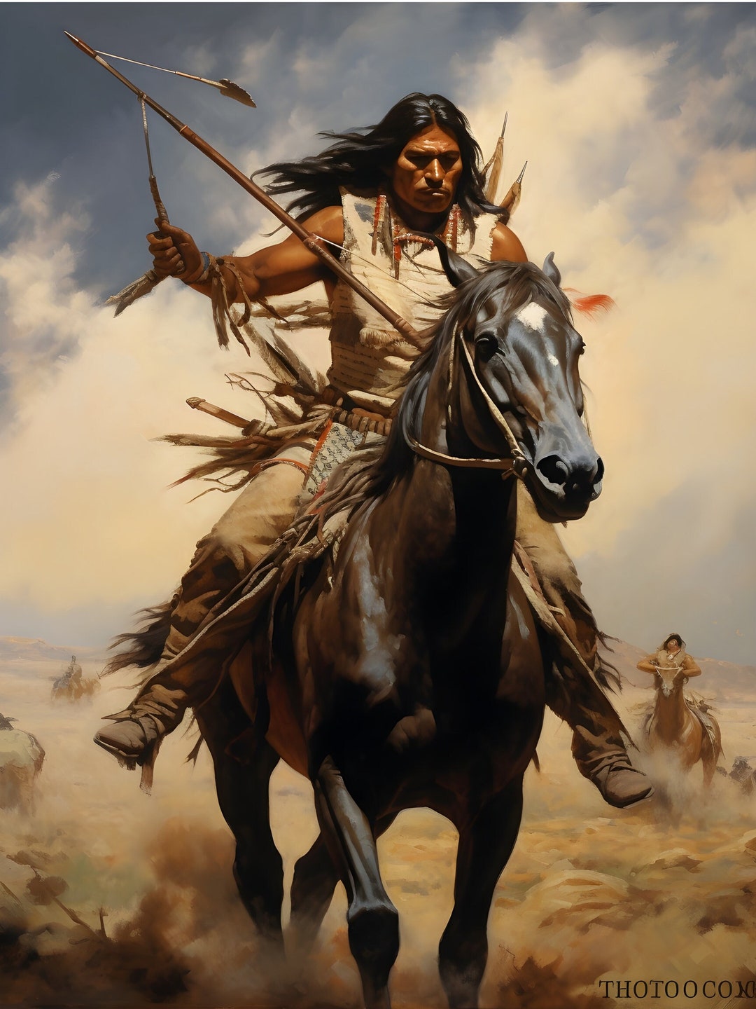Comanche Warrior King Art Print: Native American Archer (digital ...